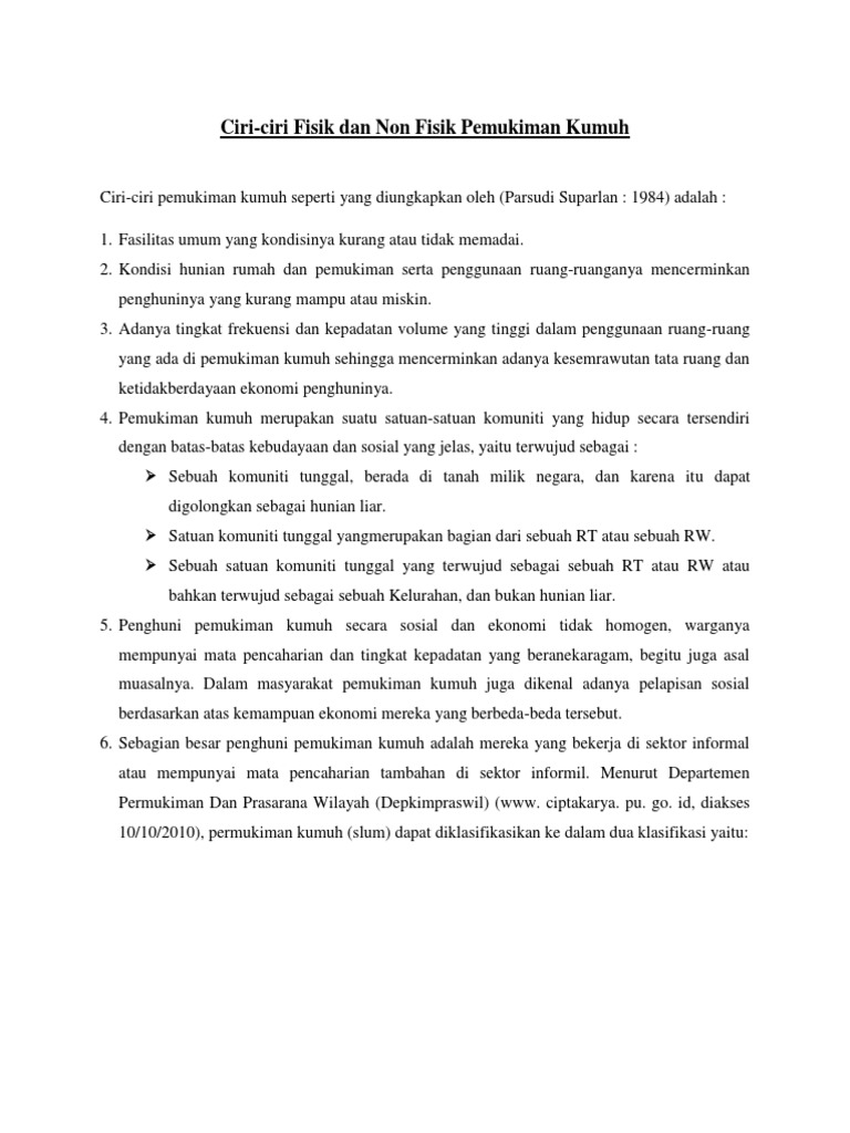 Ciri Fisik Dan Non Fisik Rumah Kumuh | PDF | Ilmu Sosial