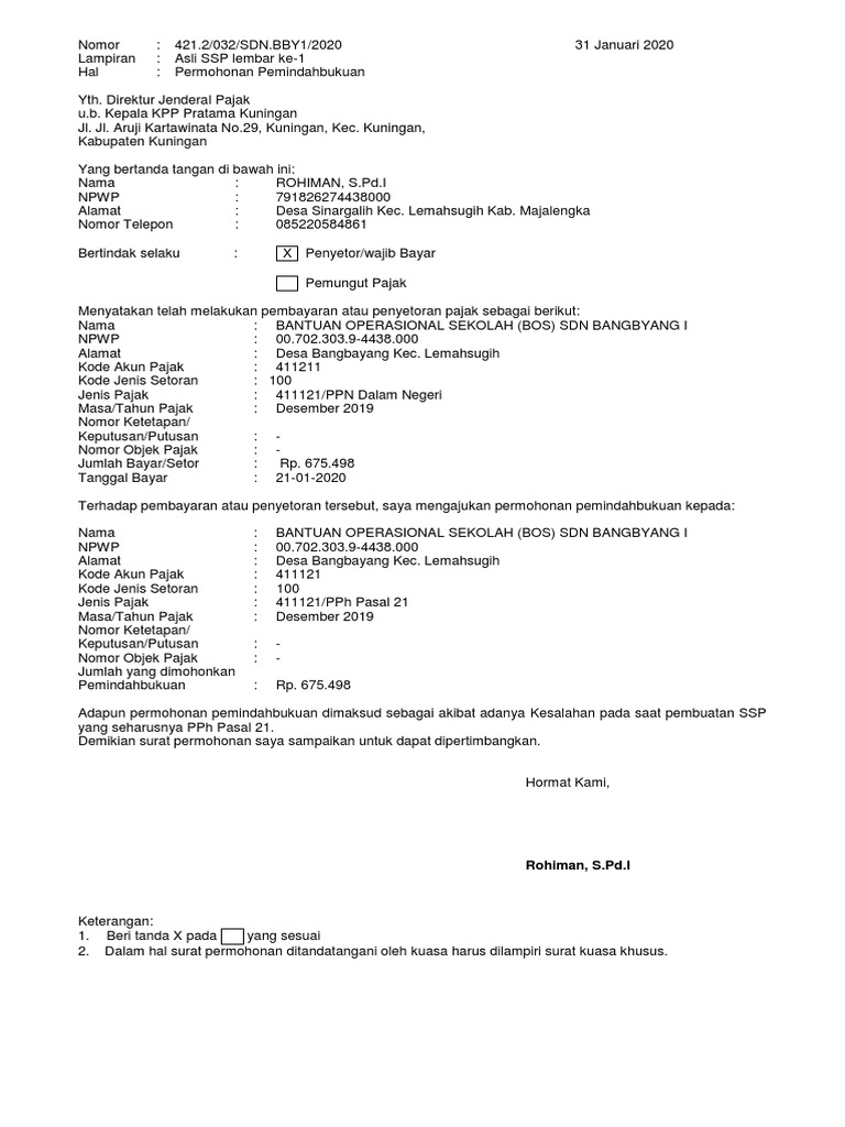 Formulir PBK Satu Tujuan | PDF