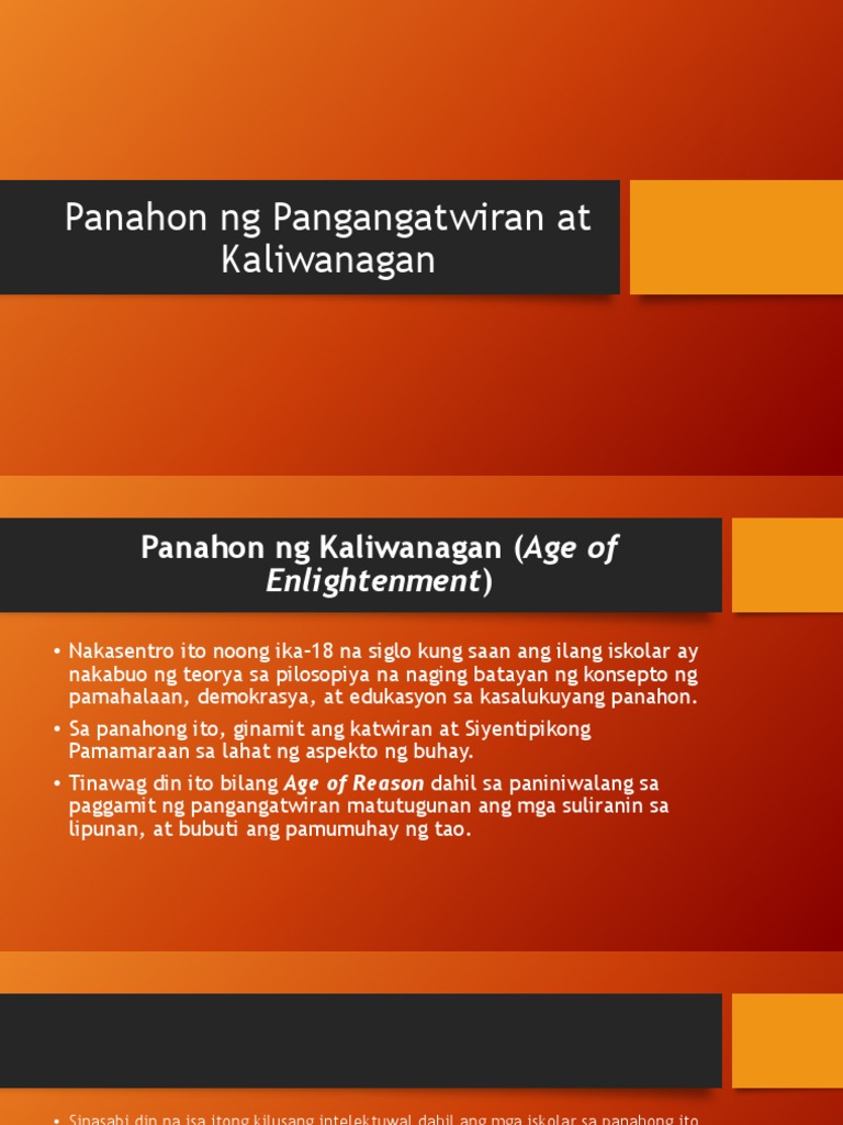 Panahon NG Pangangatwiran at Kaliwanagan | PDF
