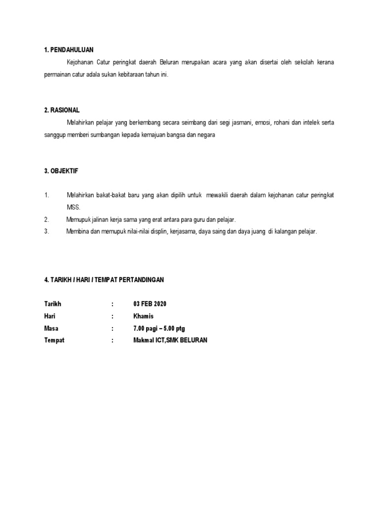 Kertas Konsep Menyertai Catur 2020 | PDF