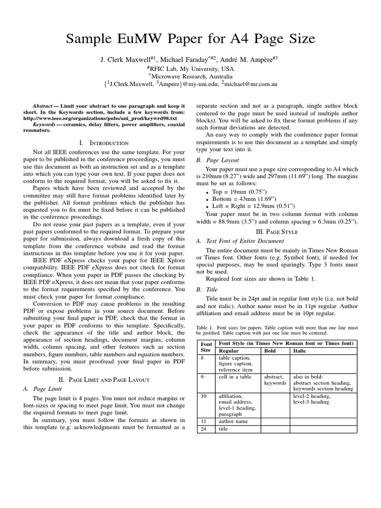 EuMW Paper LaTeX Template A4 V4 | PDF