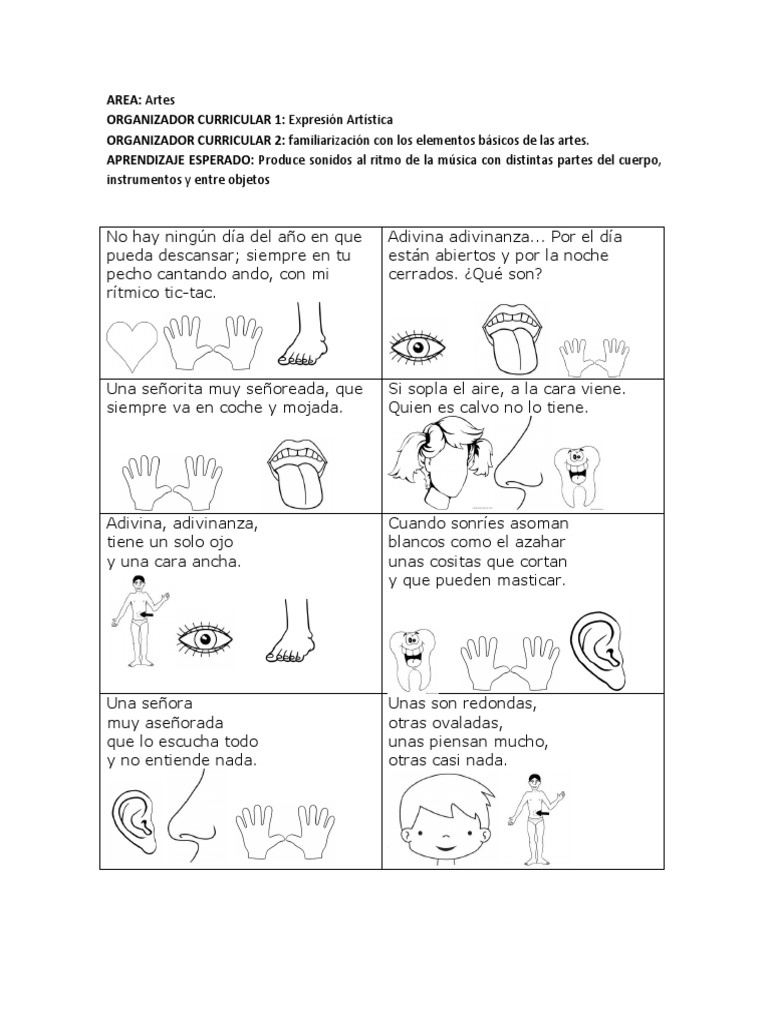 Adivinanzas Cuerpo Pdf