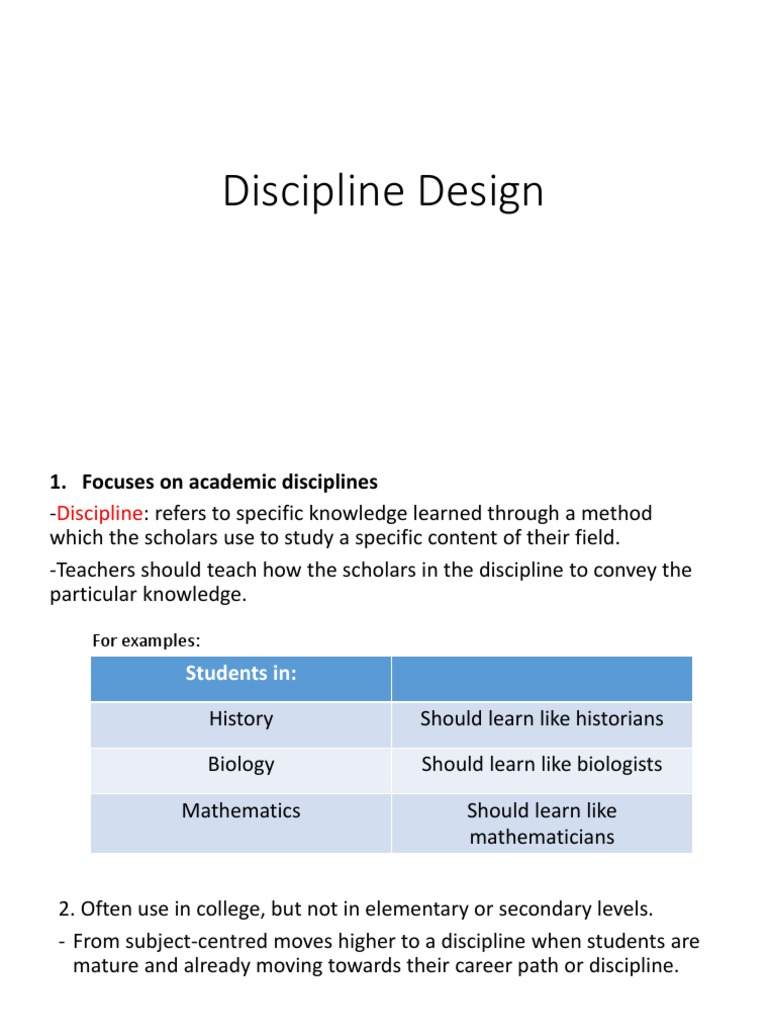 Understanding Discipline Design in Education | PDF | Career & Growth ...