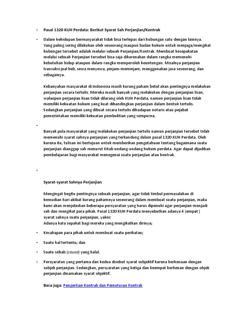 Pasal 1320 KUH Perdata | PDF | Hukum