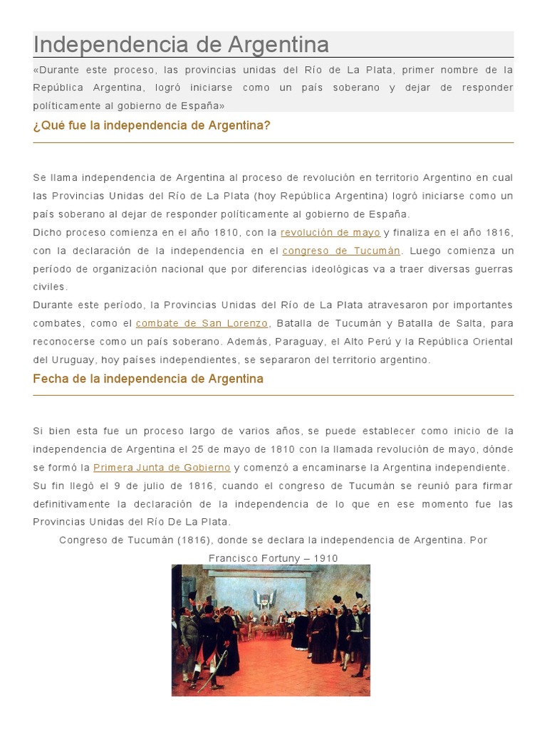 Independencia de Argentina | PDF | Historia | Política