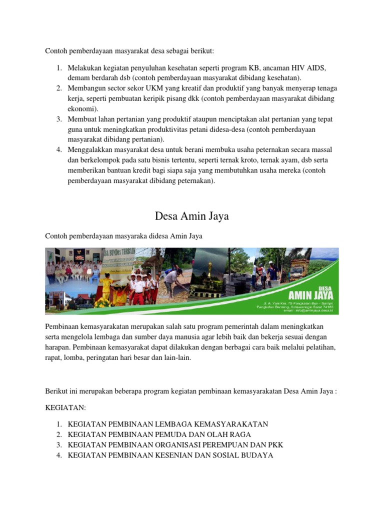 Contoh Pemberdayaan Masyarakat Desa | PDF