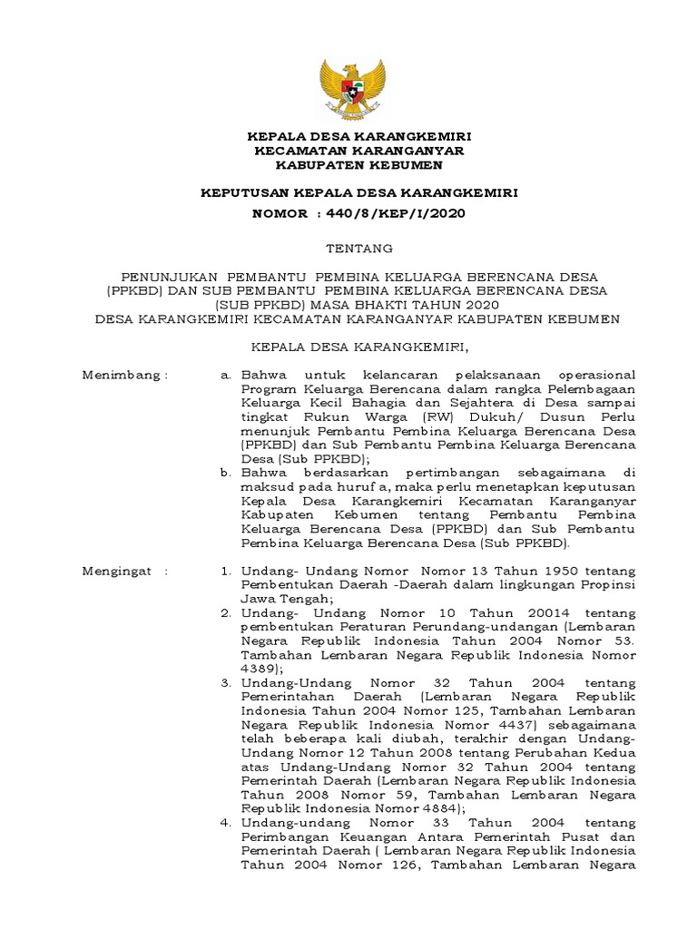 SK PPKBD Dan Sub PPKBD DESA 2020 | PDF