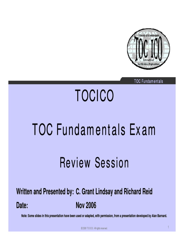 TOCICO TOC Fundamentals Exam - 66 | PDF | Technology & Engineering