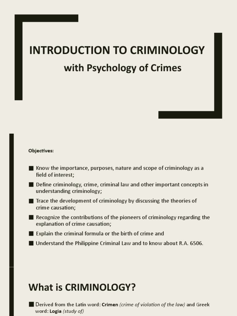 Intro To Crim With Psychology of Crimes | PDF