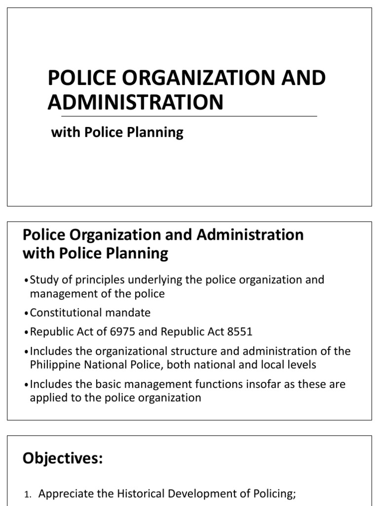Police Organization and Administration With Police Planning | PDF | History