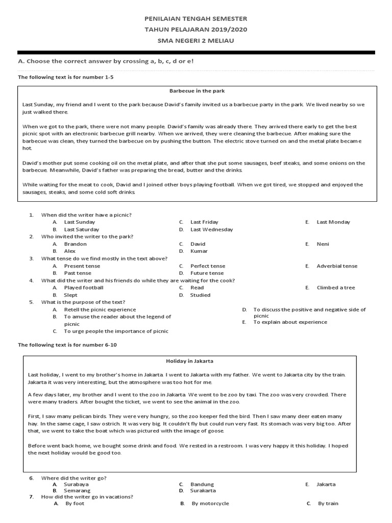 Soal PTS Genap Bing X K13 | PDF