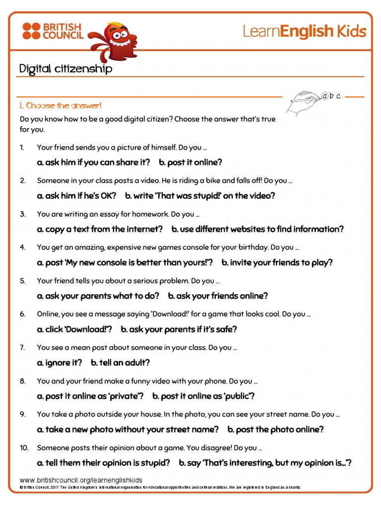 Worksheets Digital Citizenship | PDF