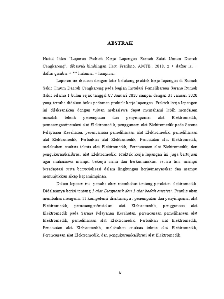 Contoh Abstrak Laporan | PDF | Sains & Matematika