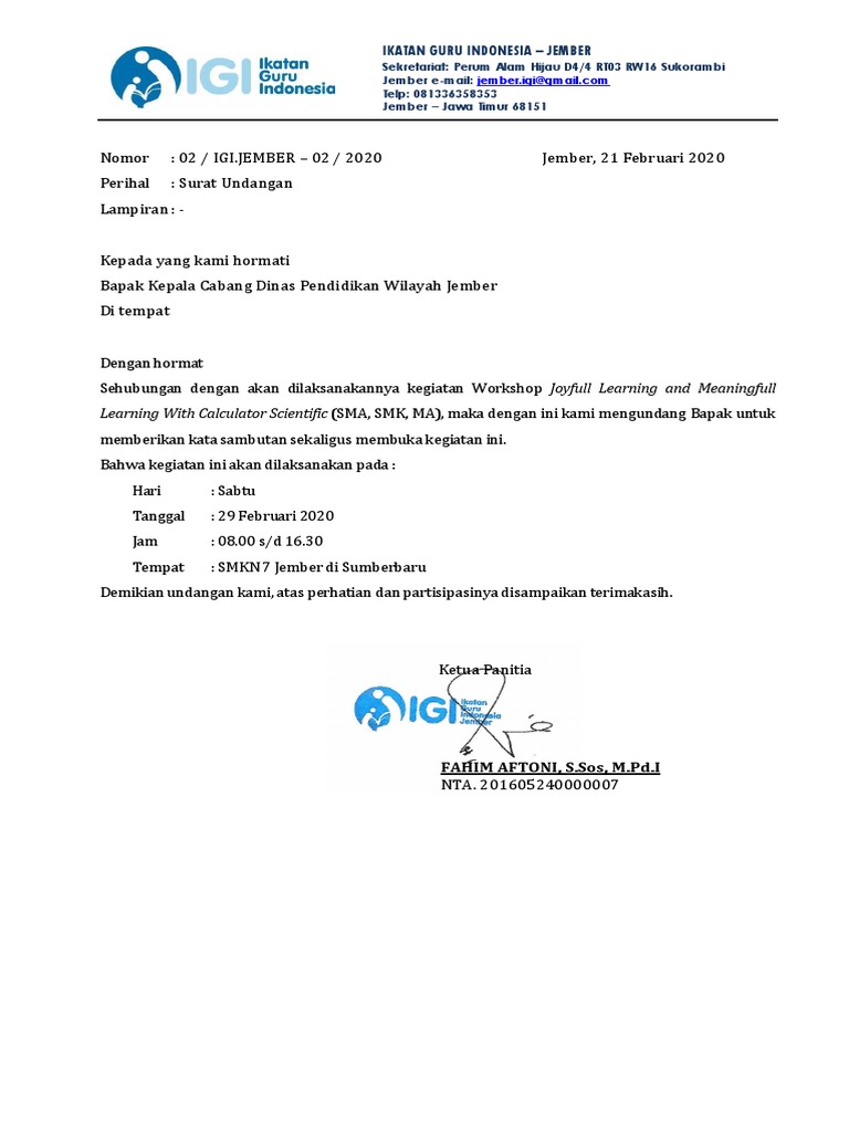 Surat Tugas Igi-Hgn 20192 | PDF