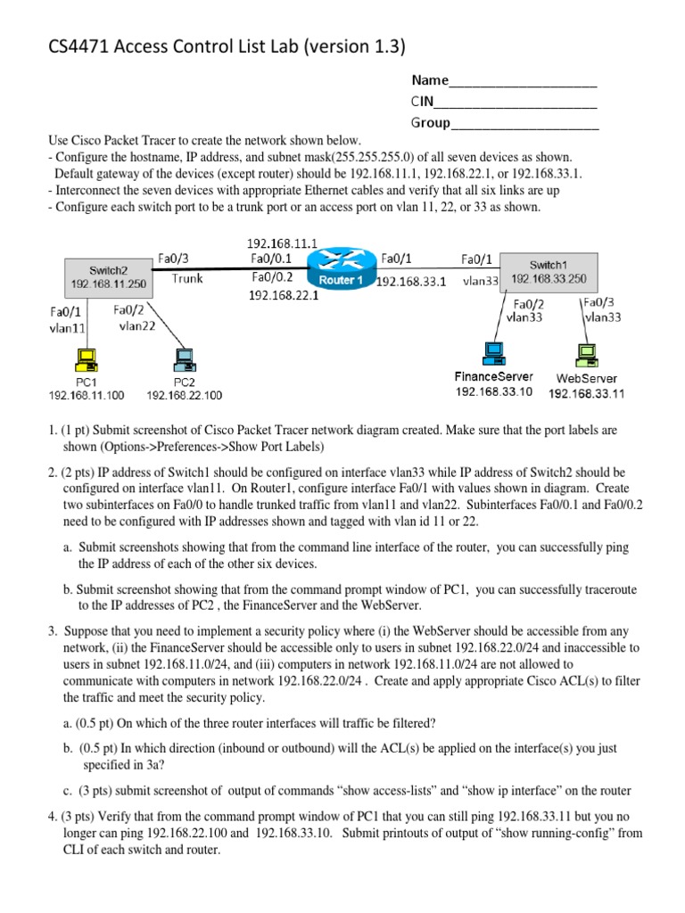 cs4471 Access Contol List Lab | PDF | Computers