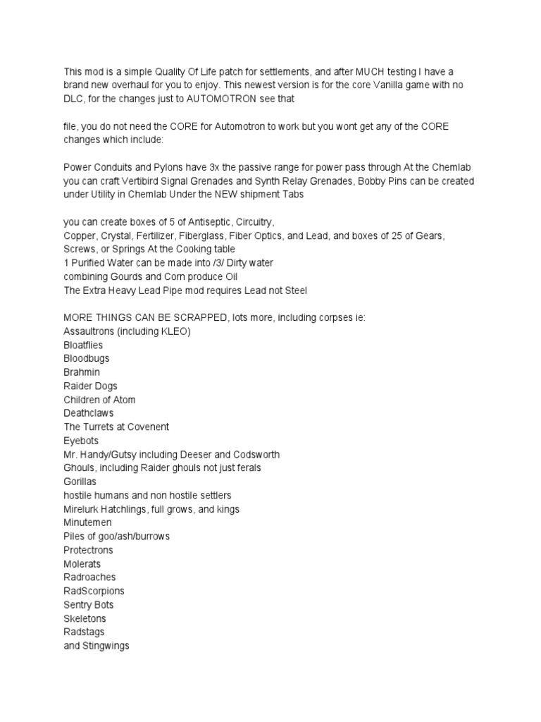 Settlement Tweaks - Core (Change Log) | PDF | Science & Mathematics ...