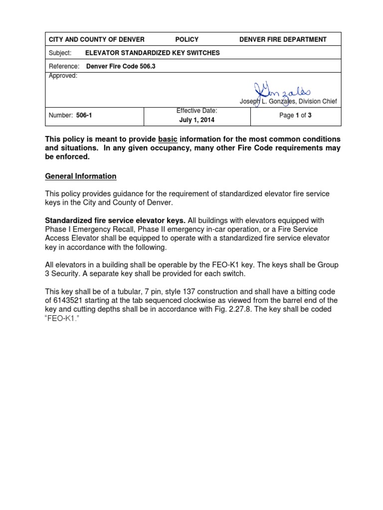 DFD Fire Service FEO K1 Keys | PDF