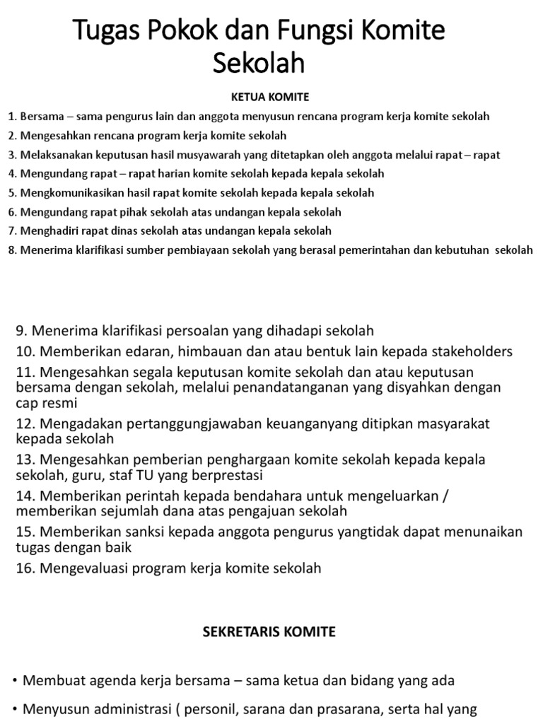 Tugas Pokok Dan Fungsi Komite Sekolah Pdf