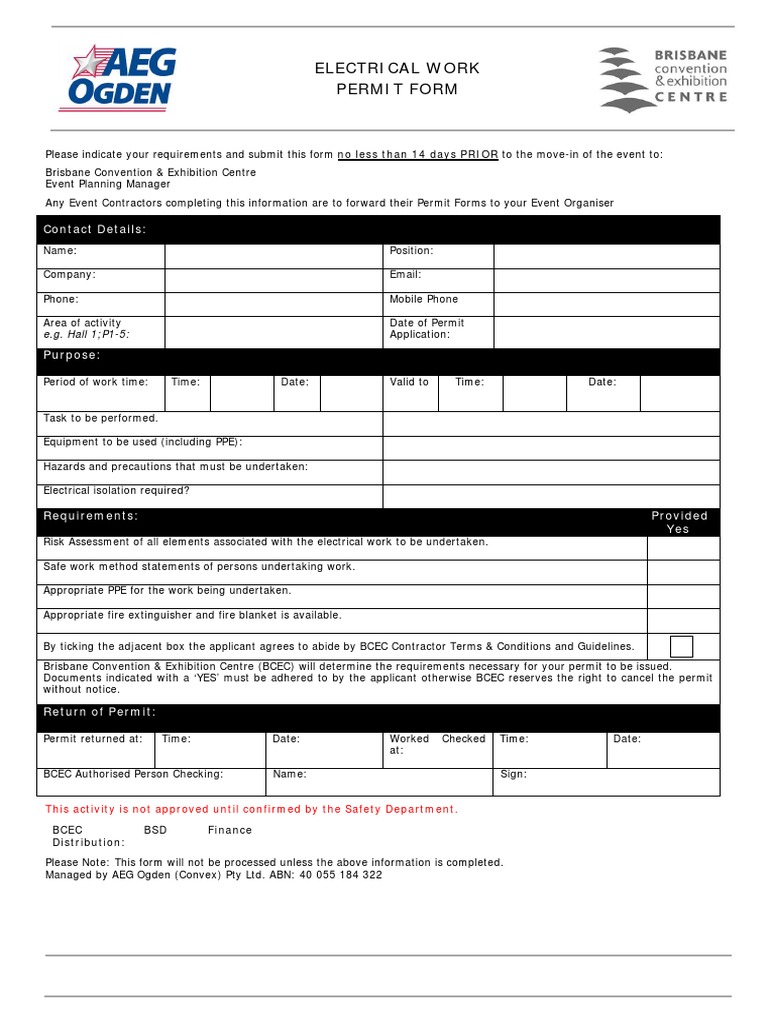 Electrical Work Permit | PDF