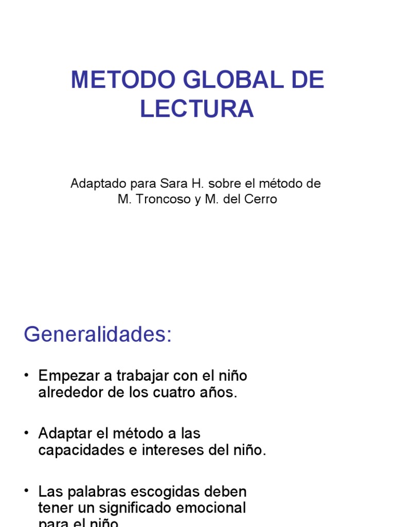 Método Global de Lectura para Niños | PDF | Cognición