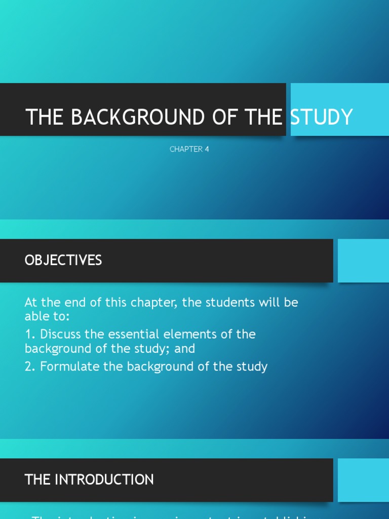 Chapter 4 Background of The Study | PDF