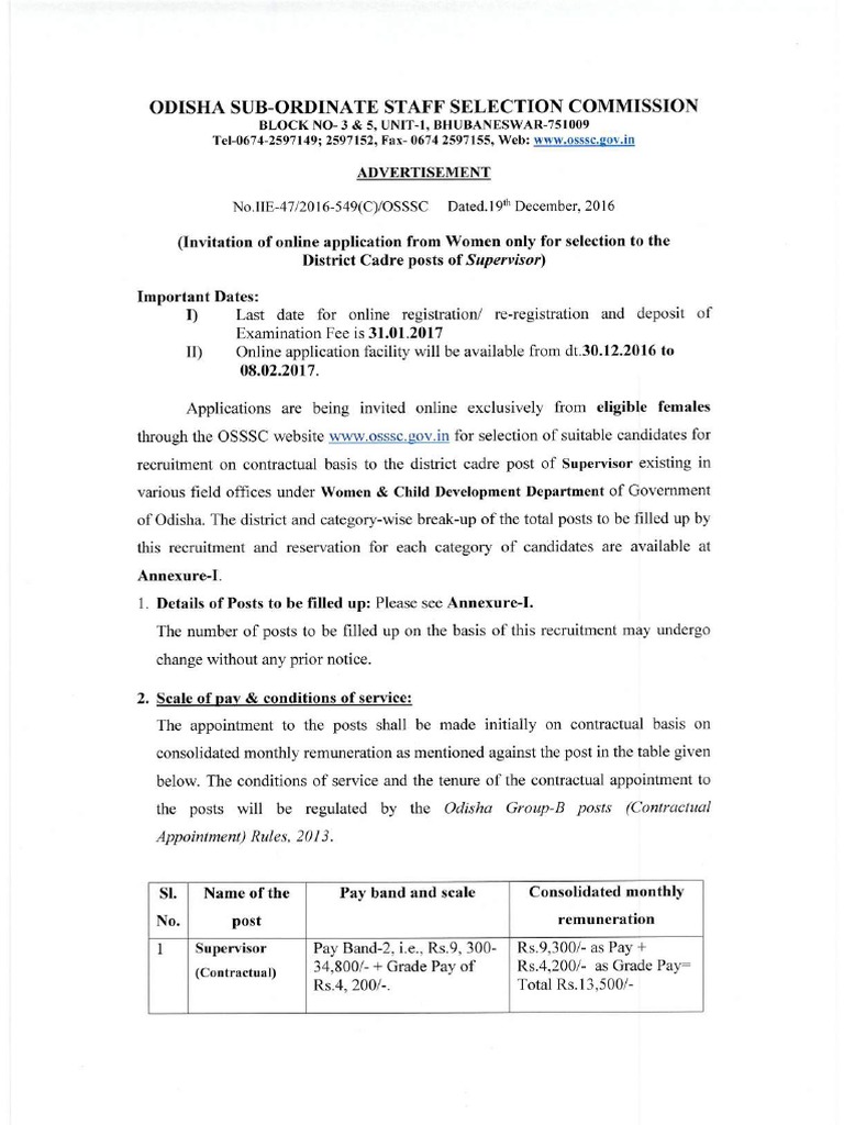 Osssc Supervisor Notification-1 | PDF