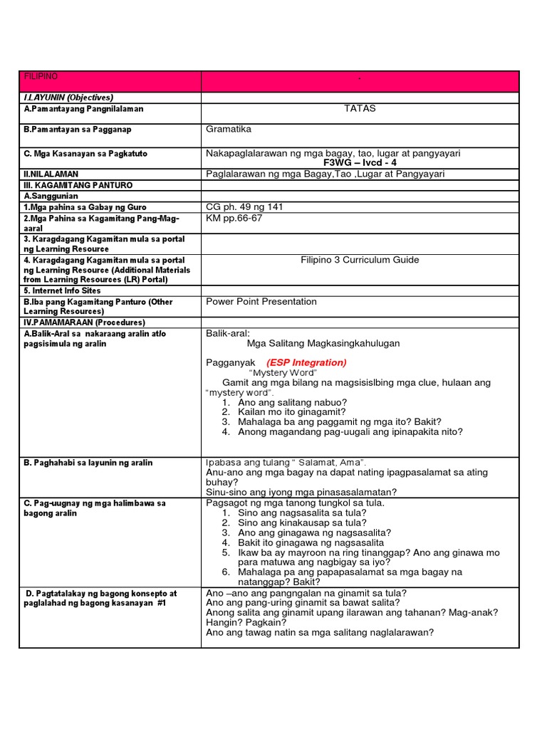 LP in FILIPINO 3 | PDF