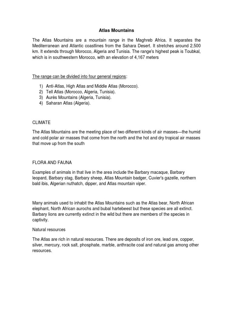 Overview of the Atlas Mountains | PDF | Social Science | Travel