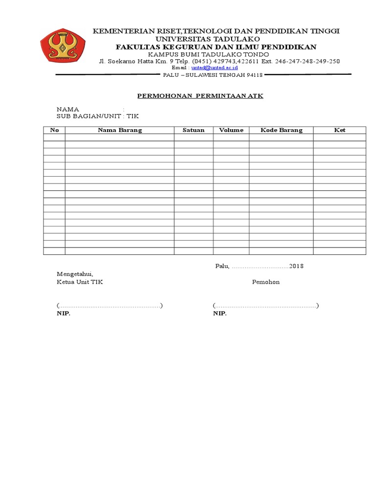 Form Permintaan Atk | PDF