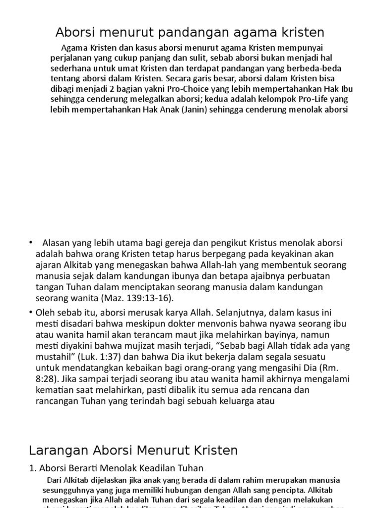 Aborsi Menurut Pandangan Agama Kristen | PDF | Agama & Spiritualitas Aborsi Menurut Pandangan Agama Kristen | PDF | Agama & Spiritualitas