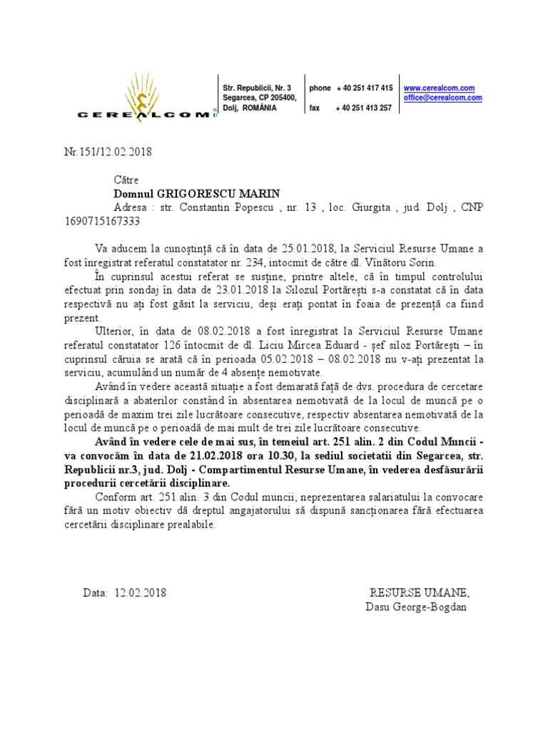 Convocator - Model | PDF