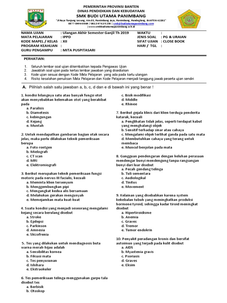Format - Soal - UAS IPPD Kelas XII | PDF