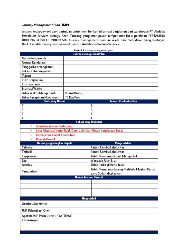 Journey Management Plan | PDF