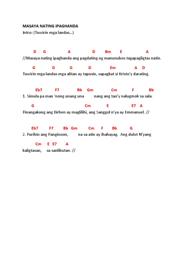 MASAYA NATING IPAGHANDA - Chords | PDF