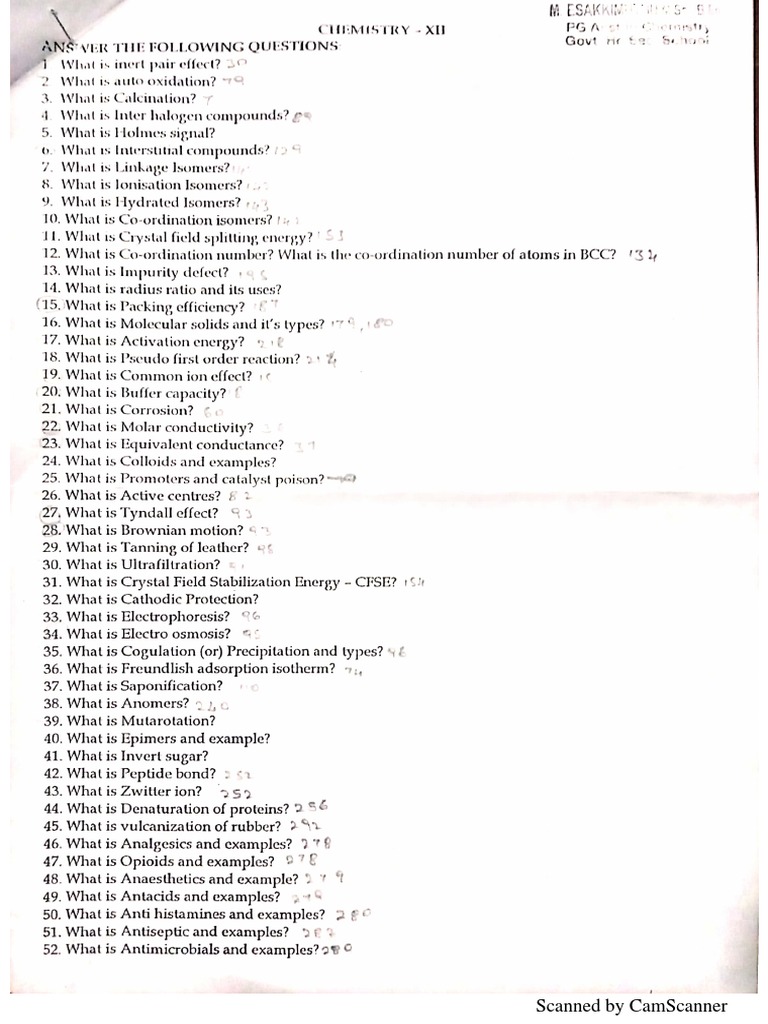 Namma Kalvi 12th Chemistry Important Questions em 217011 PDF | PDF