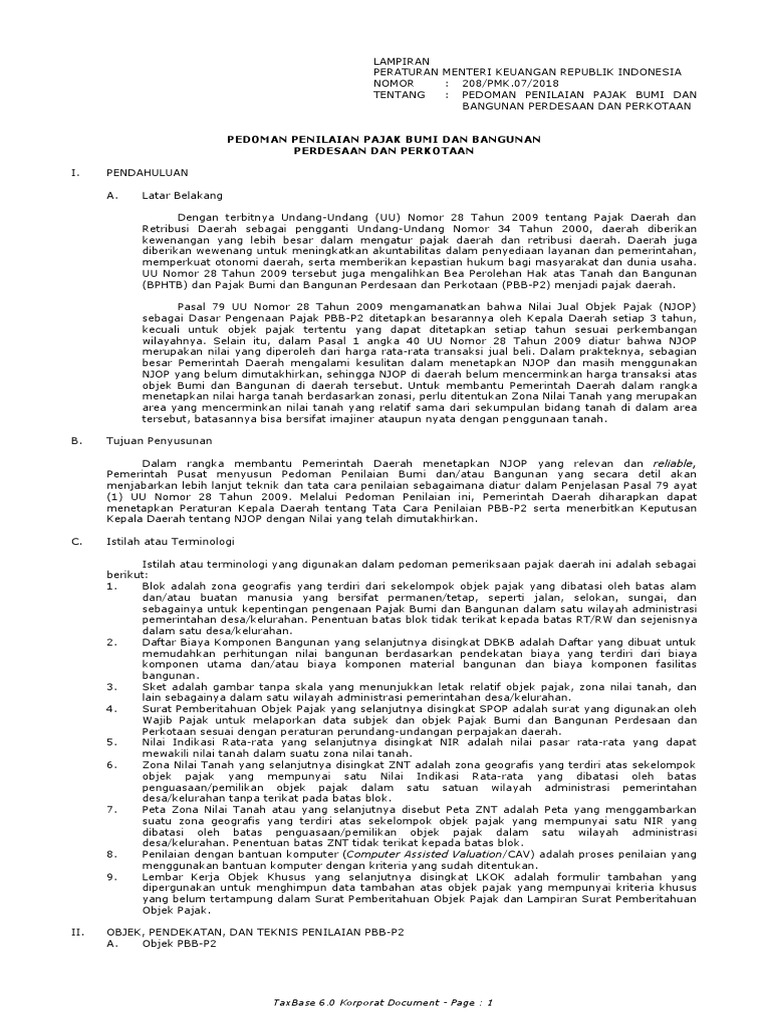 Lampiran PMK 208 Pedoman Penilaian PBB P2 | PDF