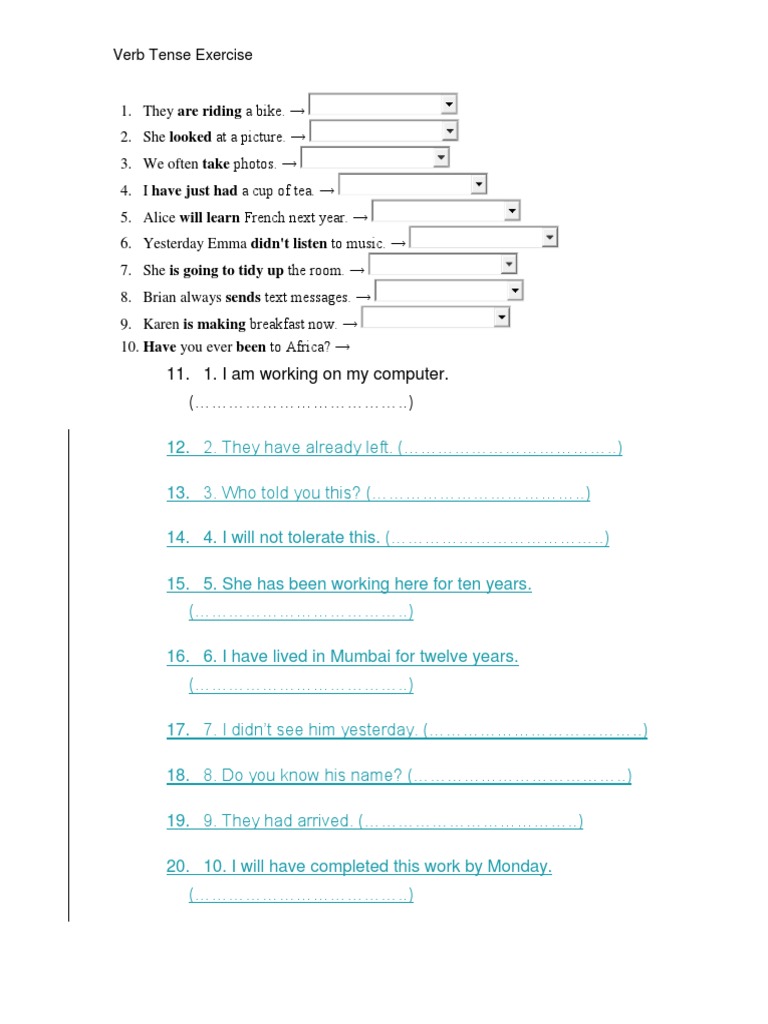 Identify Tensese Worksheet1 PDF | PDF