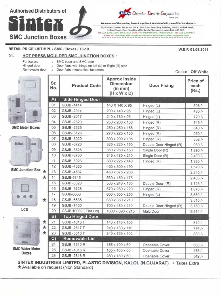 Sintex Price List May 2018 | PDF