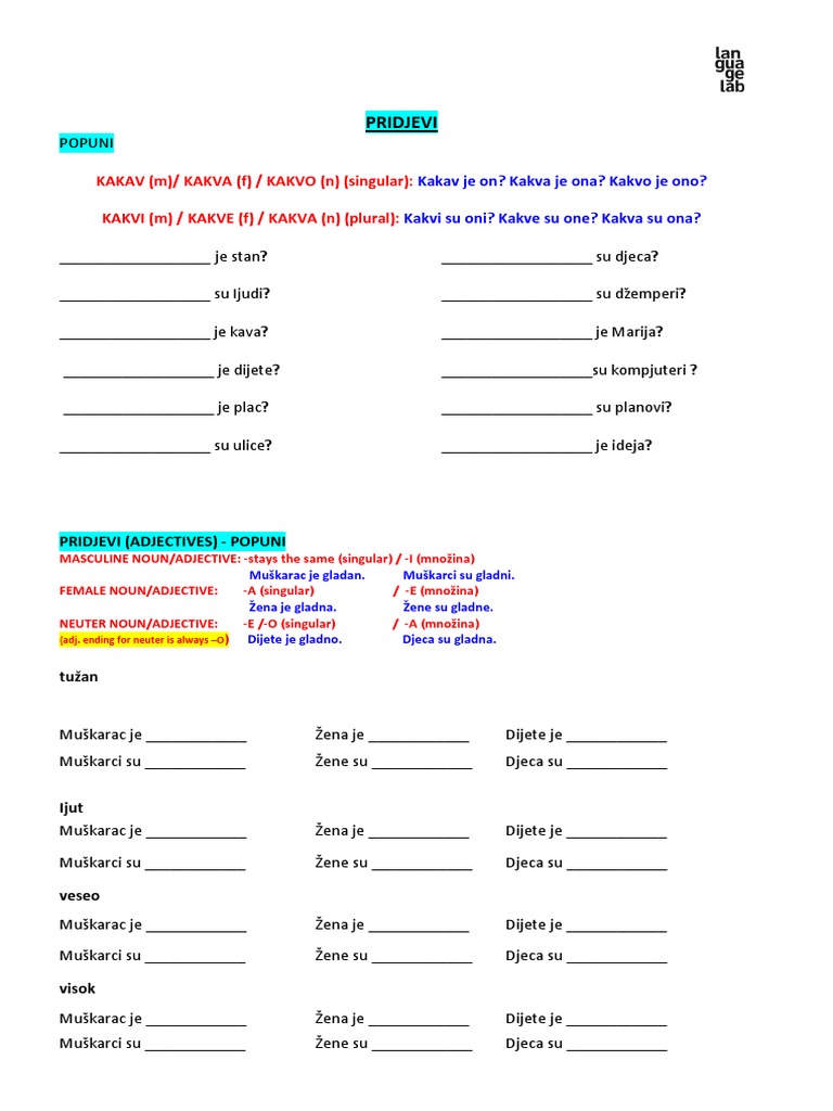 PRIDJEVI U Hrvatskom Jeziku Za Strance | PDF