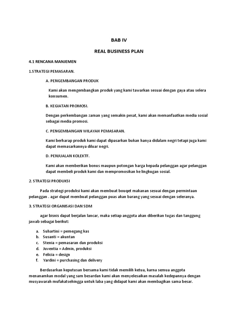 Real Business Plan | PDF | Bisnis | Ilmu Sosial