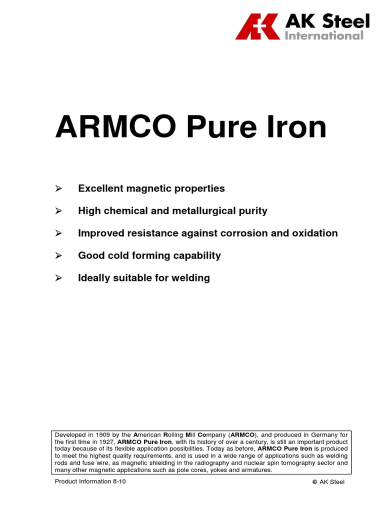 ARMCO Pure Iron Properties and Uses | PDF