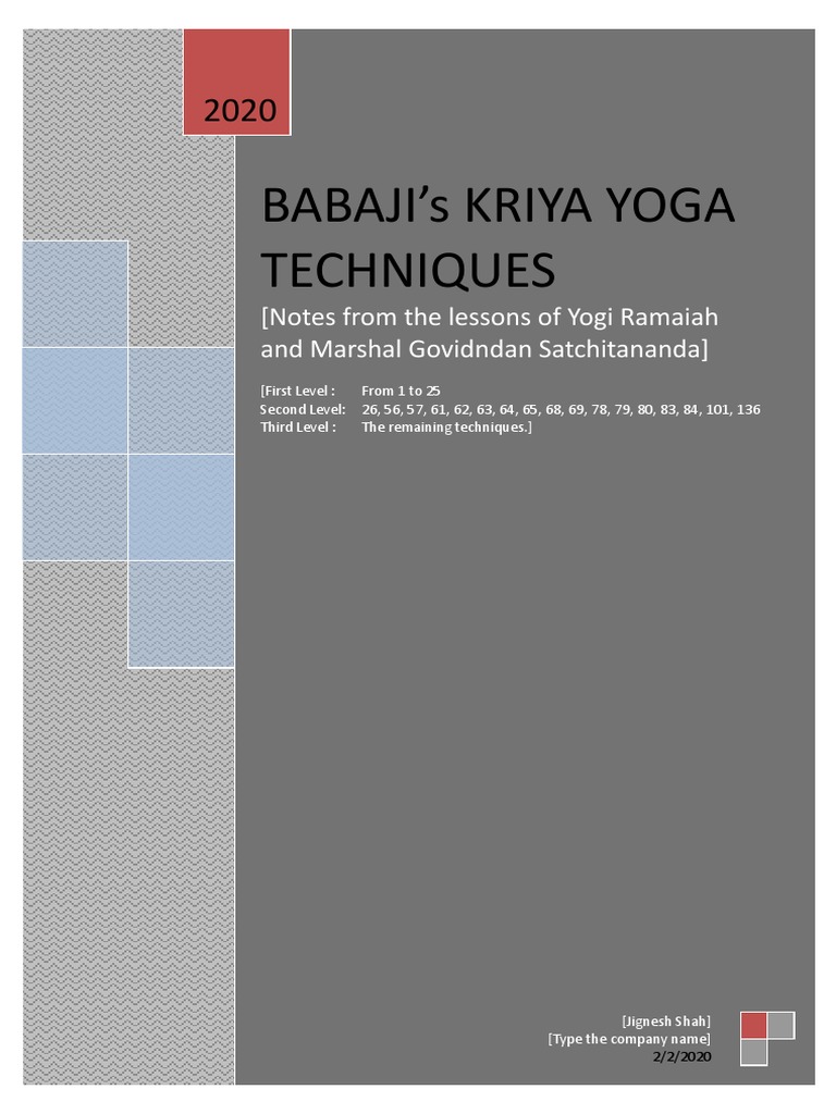 Babaji's Kriya Yoga Yogi Ramaiah 144 Kriya Technique1 | PDF