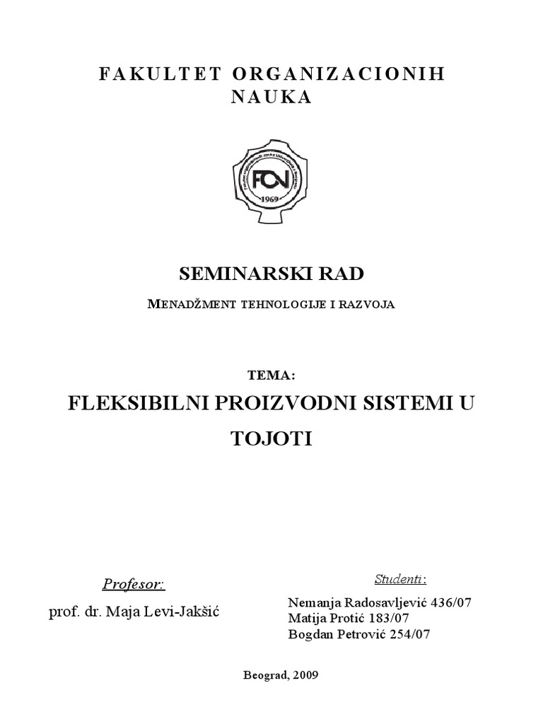 Fakultet Organizacionih Nauka | PDF