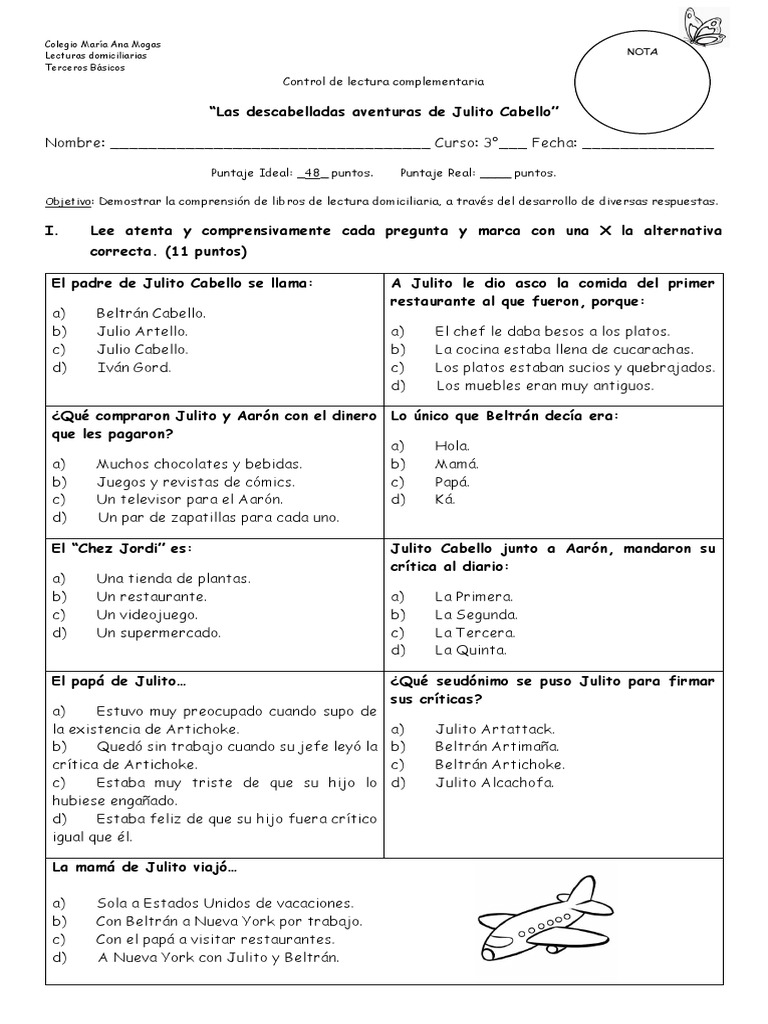 Prueba Las Descabelladas Aventuras de Julito Cabello | PDF