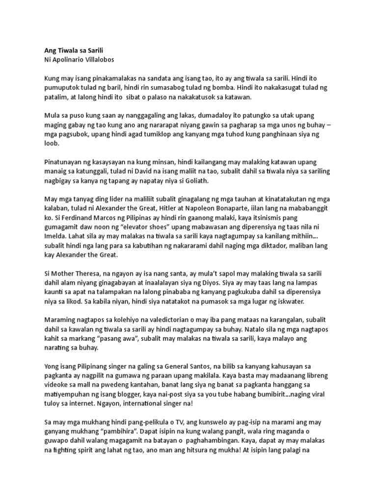 Ang Tiwala Sa Sarili | PDF