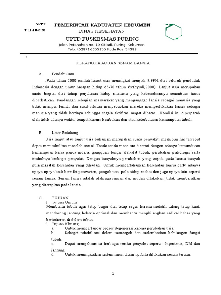 KAK Senam Lansia | PDF