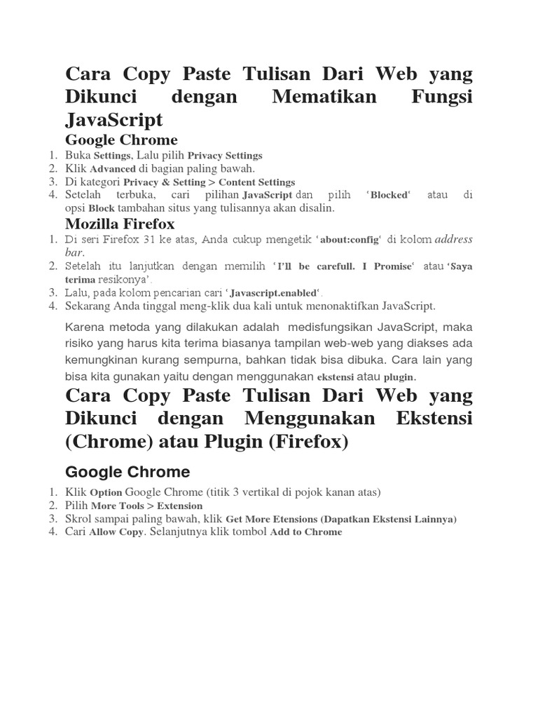 Cara Copy Paste Tulisan Dari Web Yang Dikunci Dengan Mematikan Fungsi ...