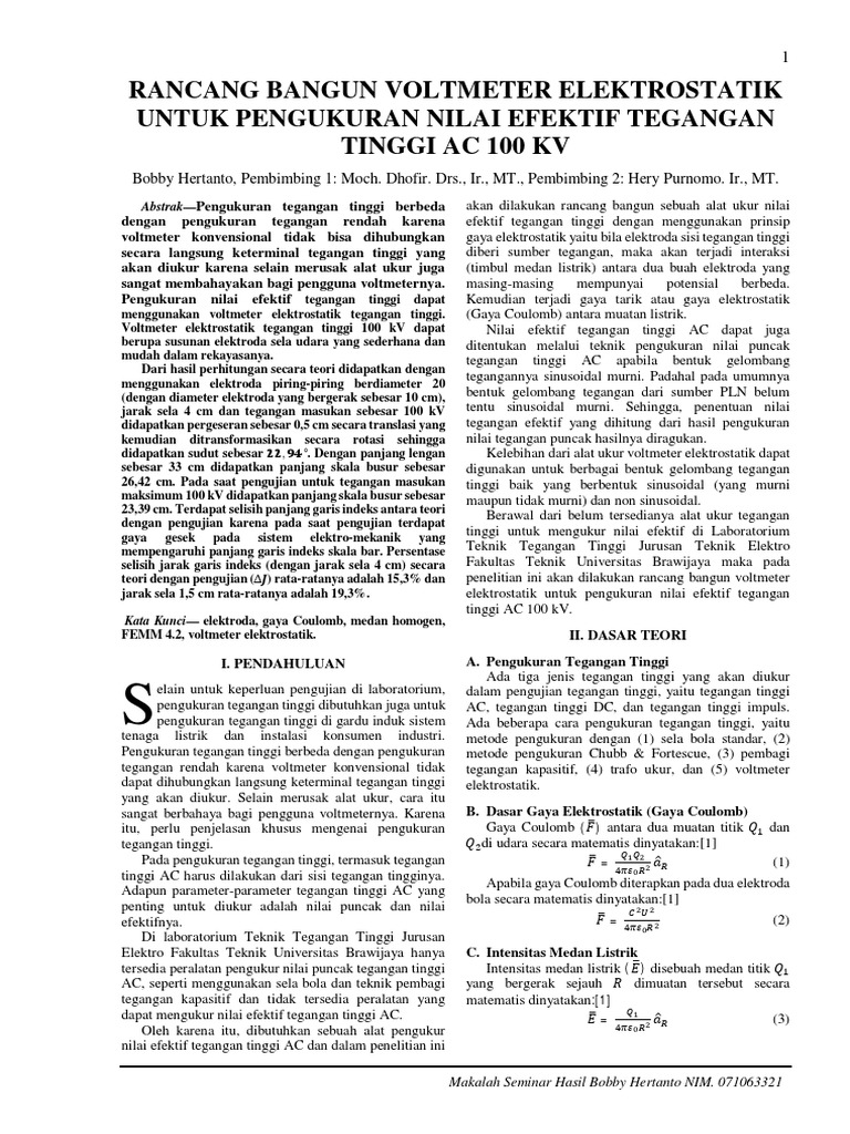 ID Rancang Bangun Voltmeter Elektrostatik U | PDF | Sains & Matematika