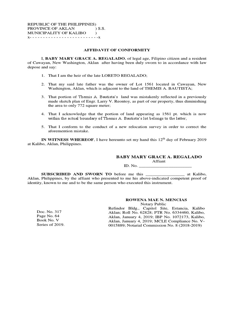 Affidavit of Conformity | PDF