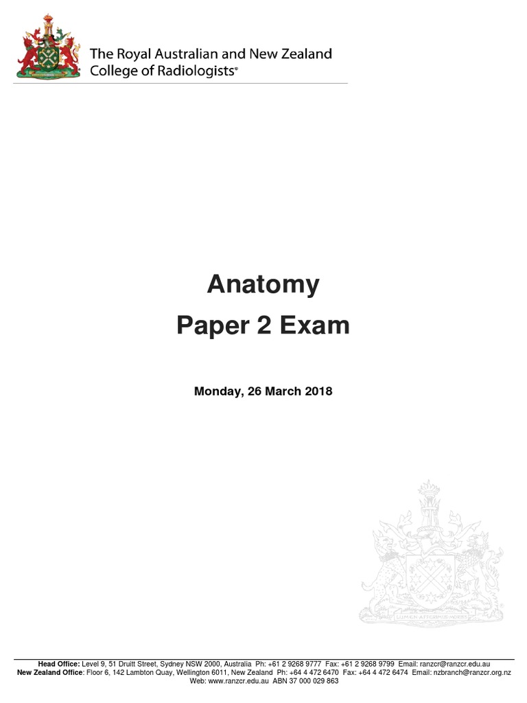 Past Exam Paper - Anatomy Paper 2 - Series 1 2018 PDF | PDF